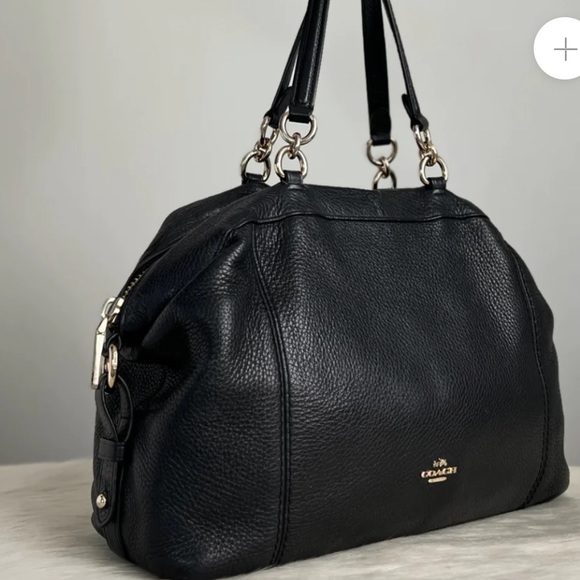 Coach | Bags | Coach Black Leather Front Logo Bowling Tote Bag | Poshmark